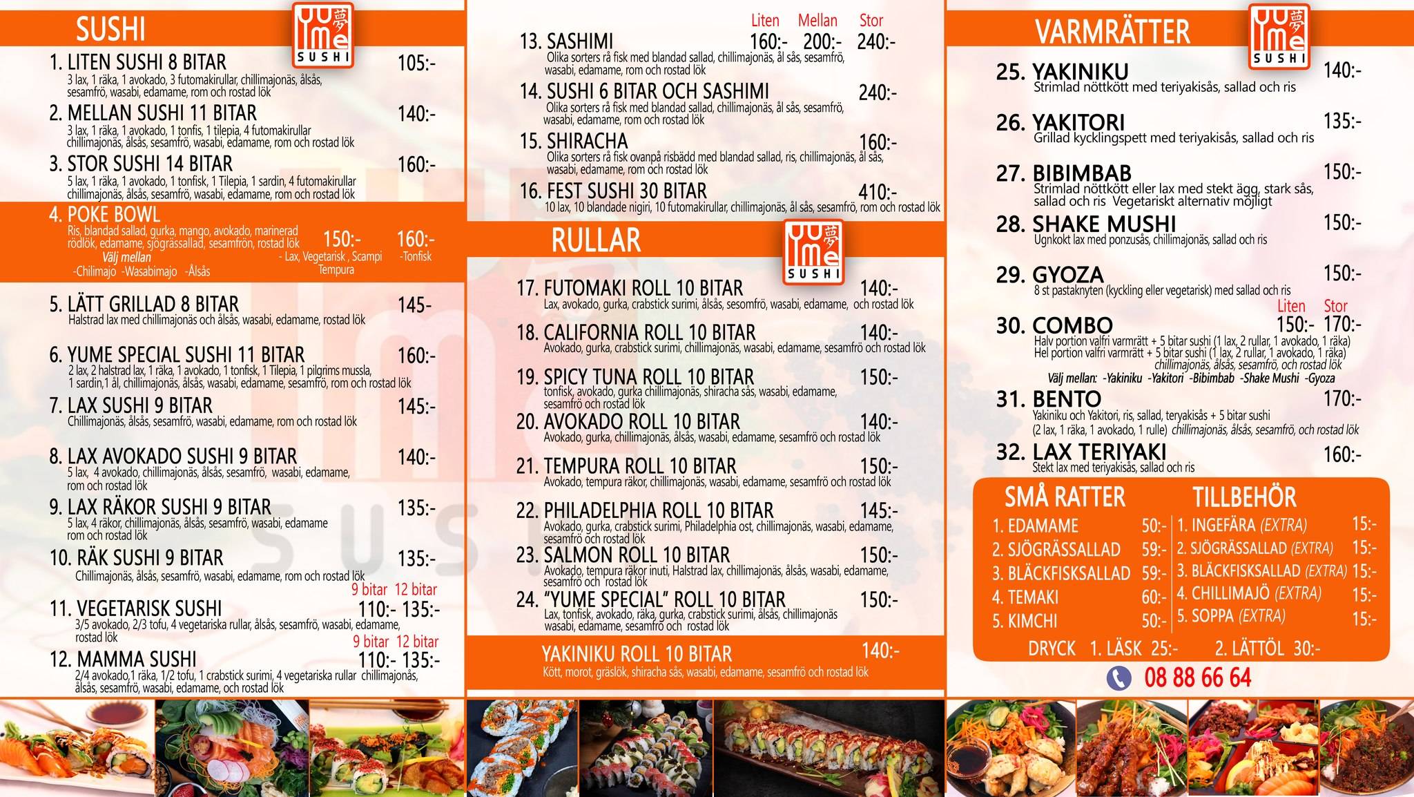 Yume sushi menu store