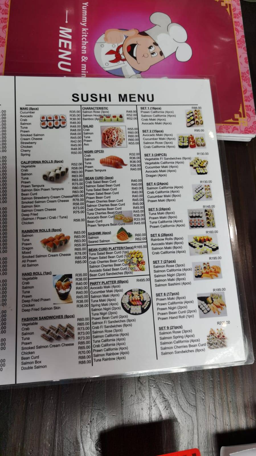Menu at Yummy Kitchen Polokwane restaurant, Polokwane, Watermelon St