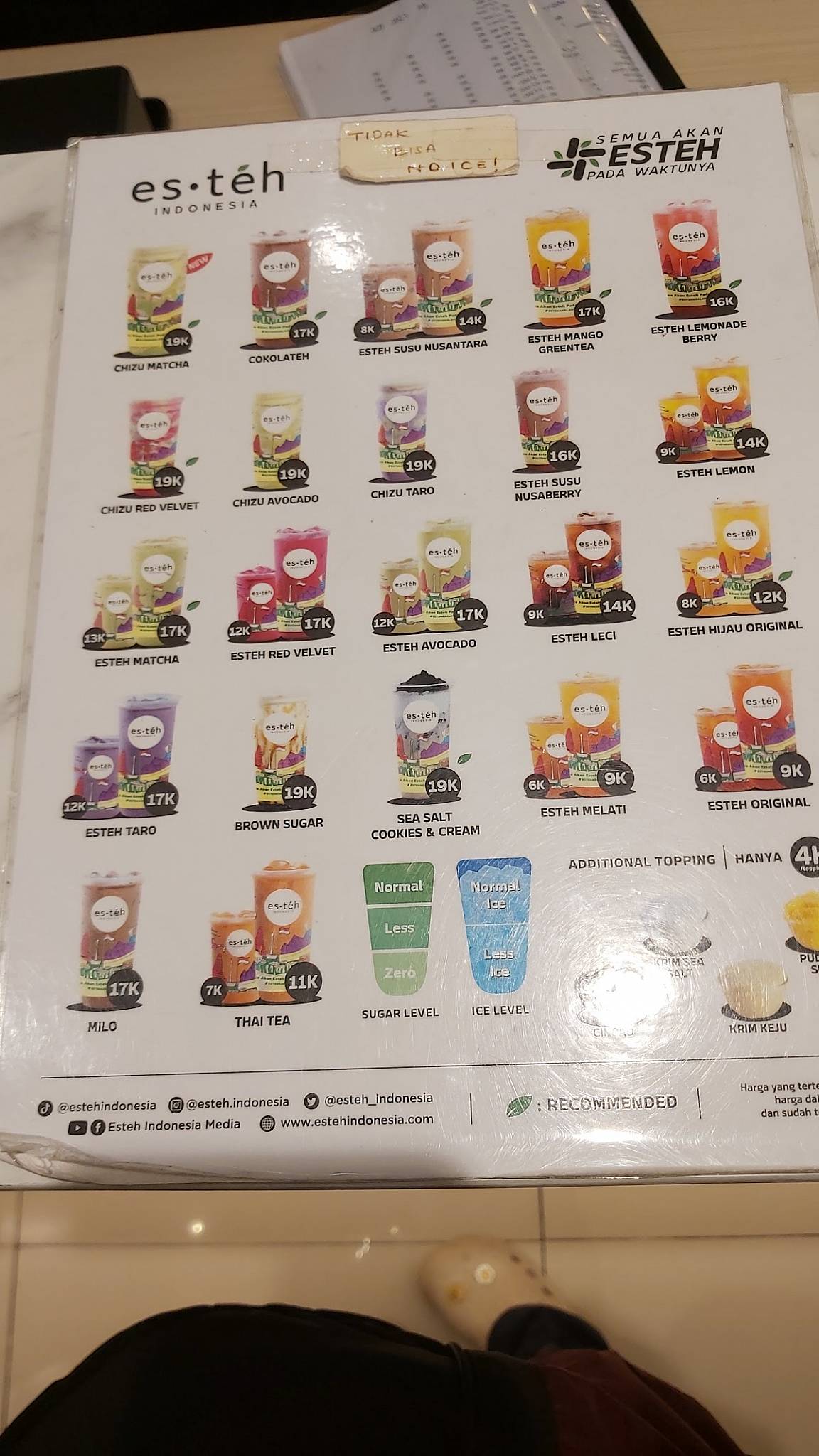 Menu at Es Teh Indonesia - Galeria Palma, Surabaya