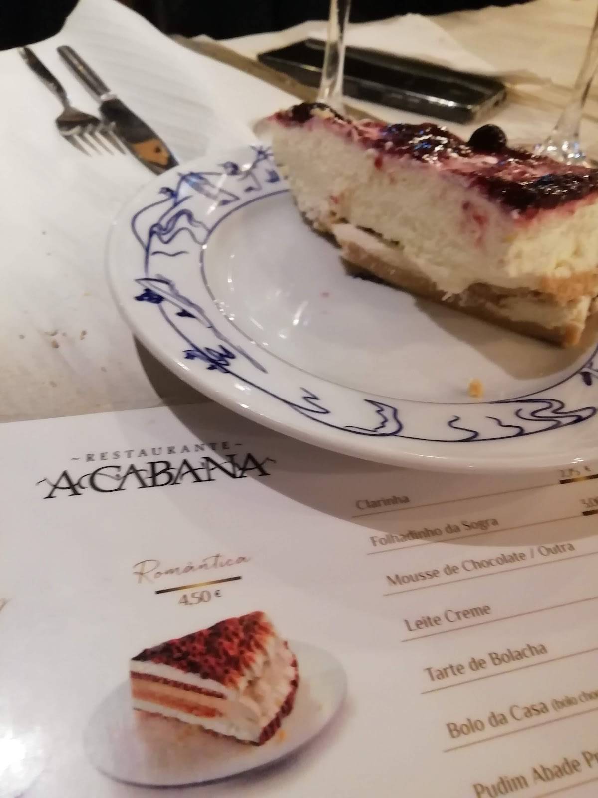 Menu em Restaurante A Cabana, Apúlia, Lugar de Cedovém