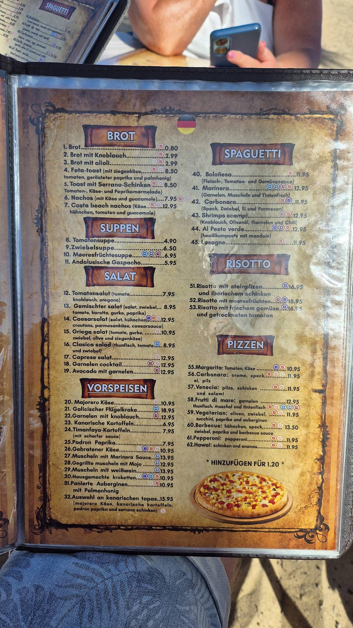 Menu at Restaurante Costa Beach, Costa Calma