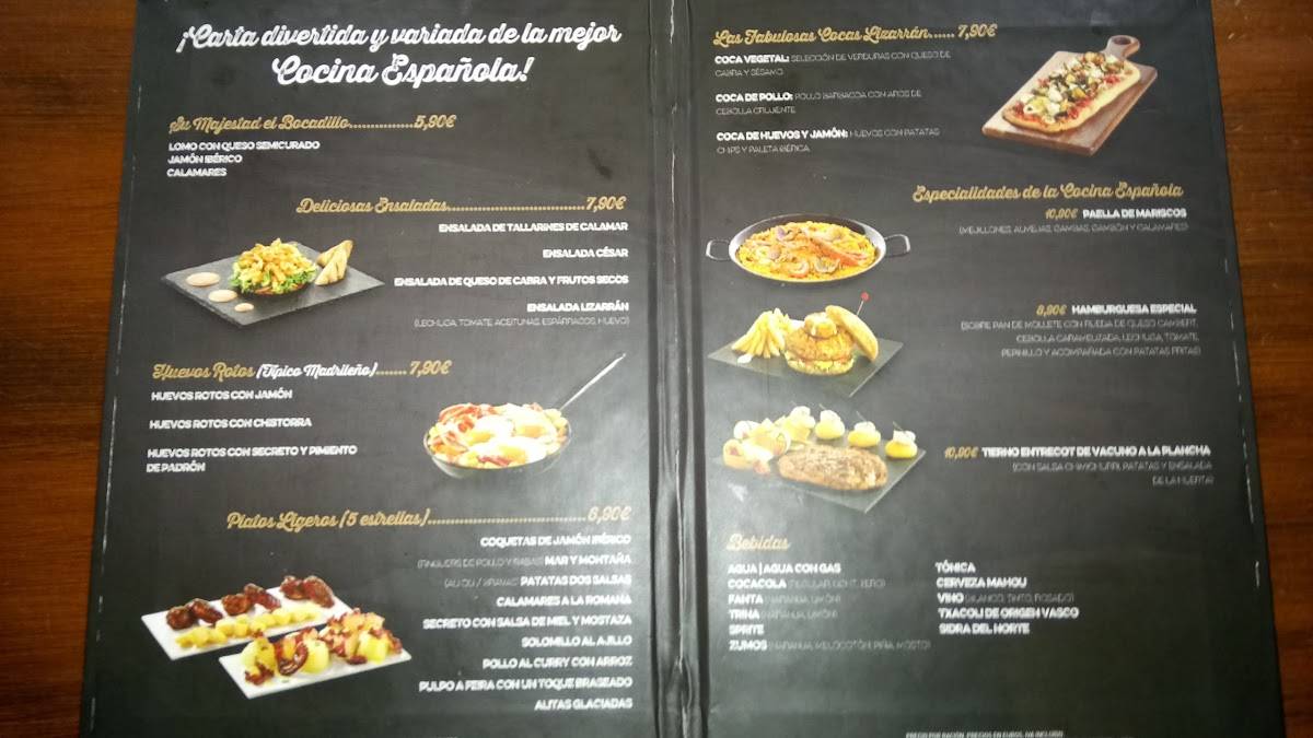 Carta de Restaurante Guernica, Madrid
