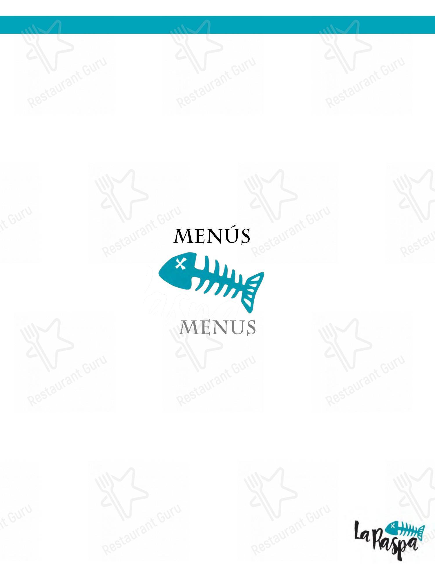 Carta de Restaurante La Raspa, Santa Pola
