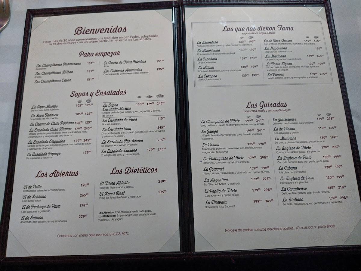 Carta de Restaurante Los Mostos Rosas, Monterrey, Río de la Plata 401 ...