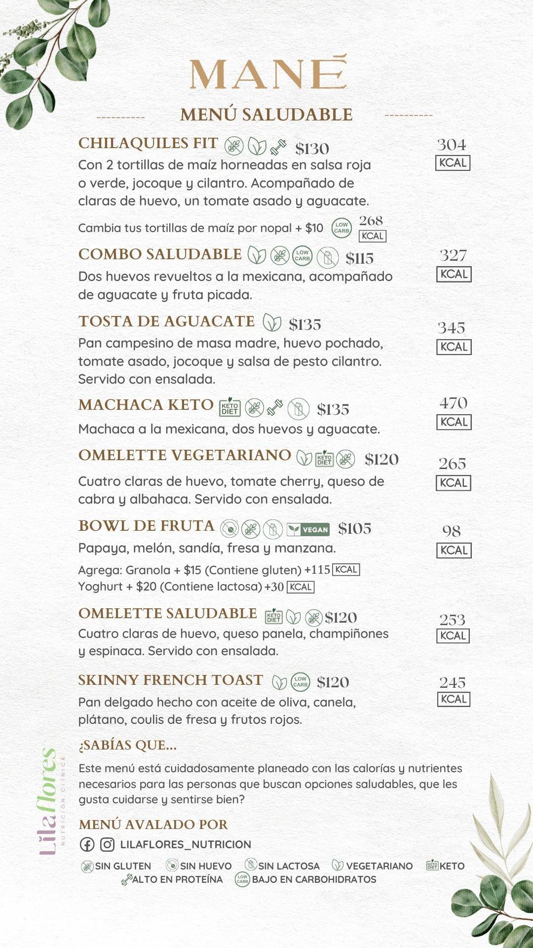 Carta del restaurante MANÉ, Mazatlán