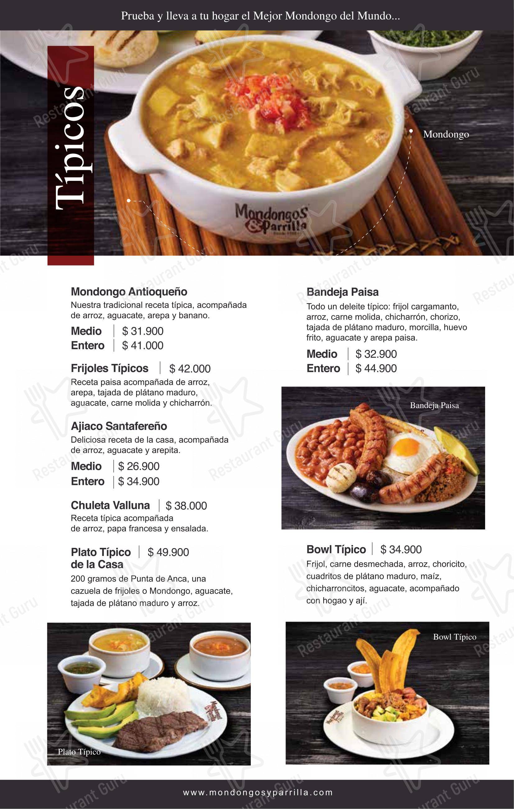 Carta de Restaurante Mondongos & Parrilla - Chapinero, Bogotá