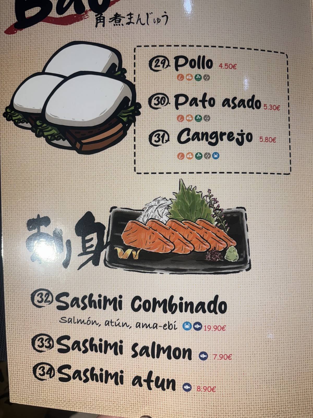 Menu at Restaurante Sankai, Valencia