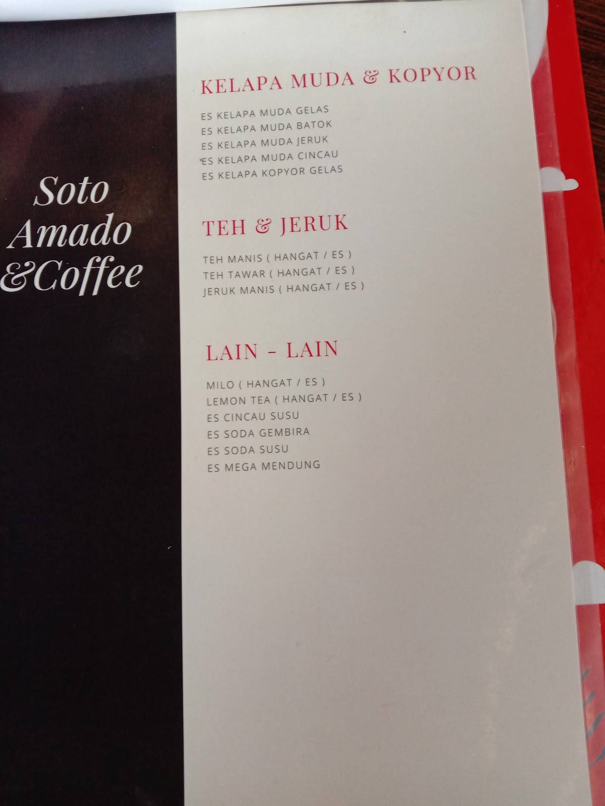 Carta del restaurante Resto Amado, Tani Bakti