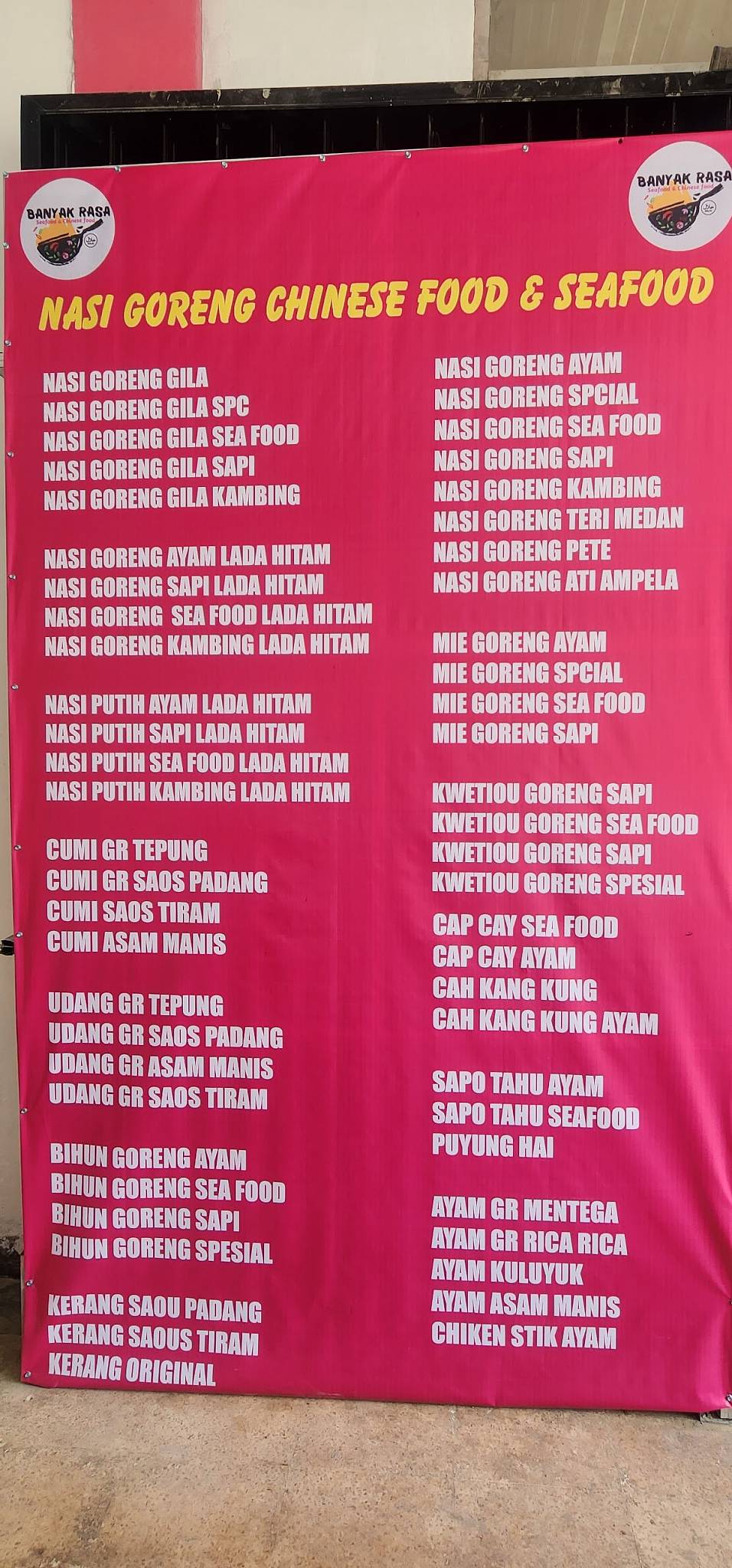 Carta del restaurante Resto Banyak Rasa - Nasi Goreng Chinese Food ...