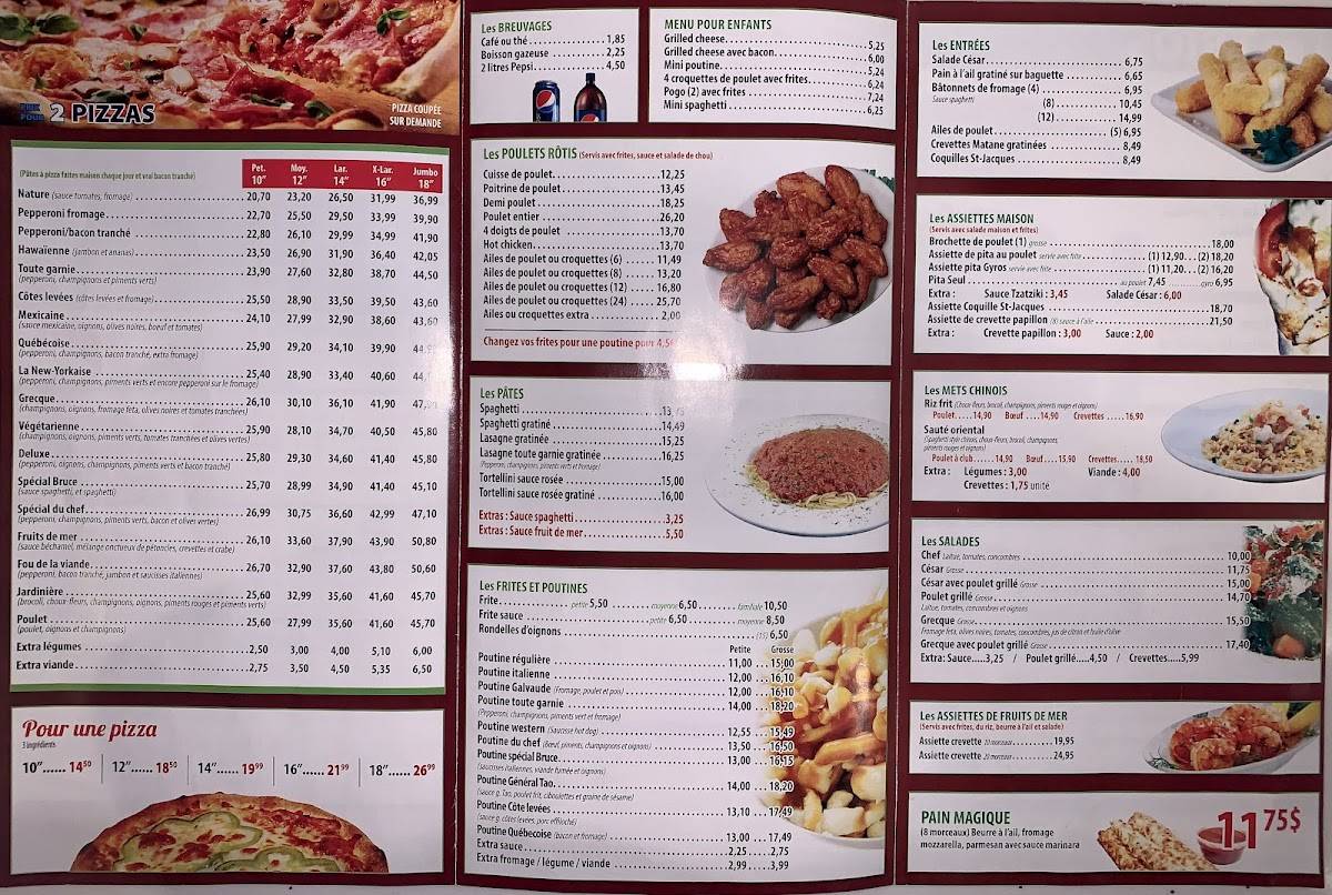 Menu au Resto Sean&Bruce restaurant, Drummondville