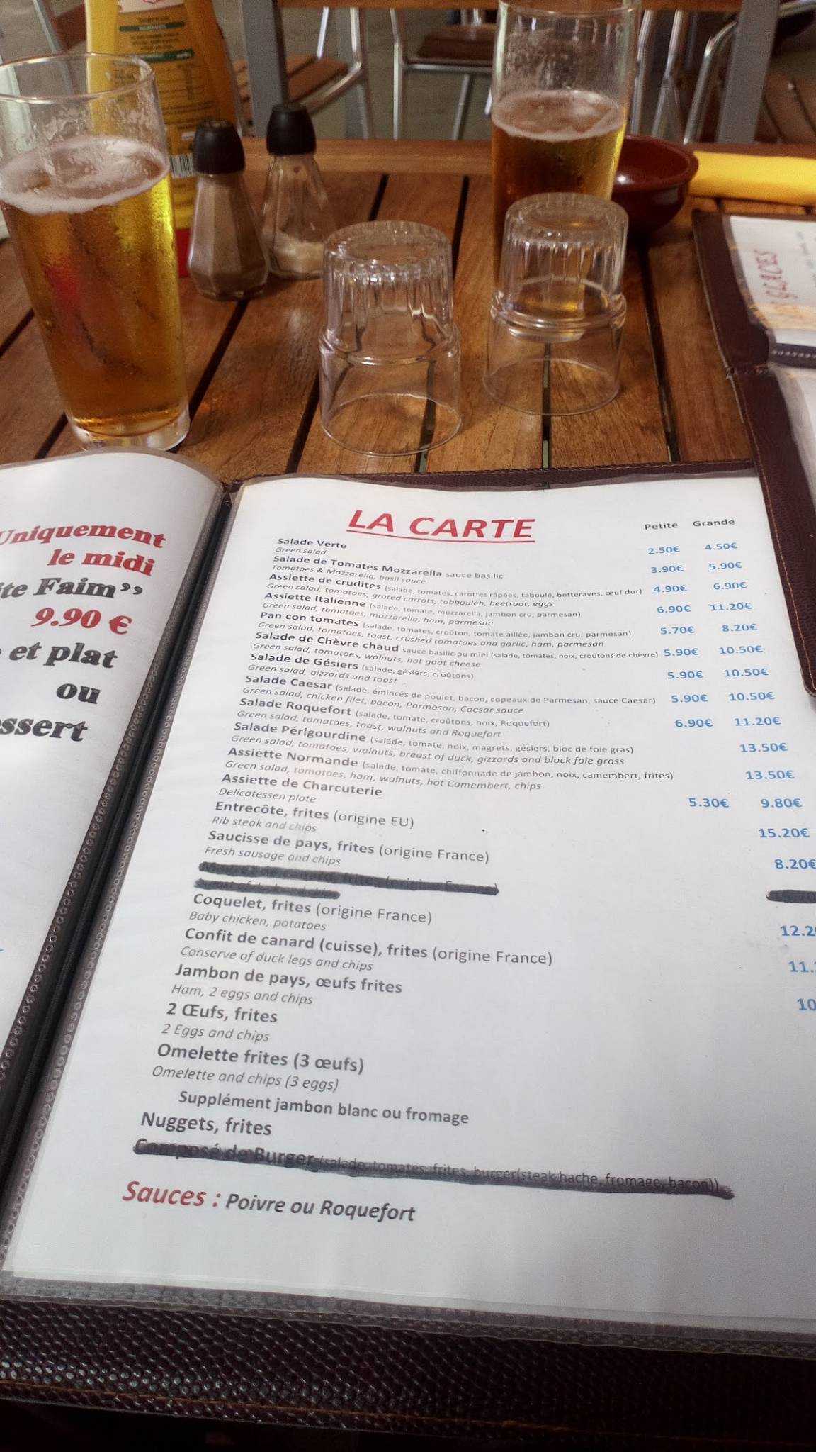 Menu at Resto du Lac restaurant, Puivert