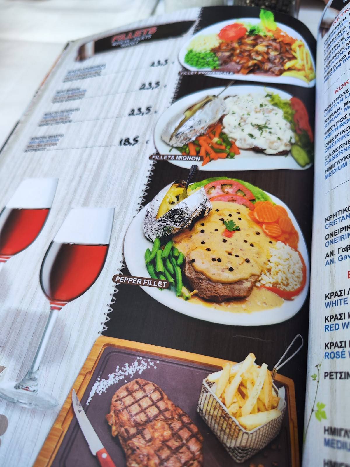 Menu at Taverna Yiannis, Rethimno