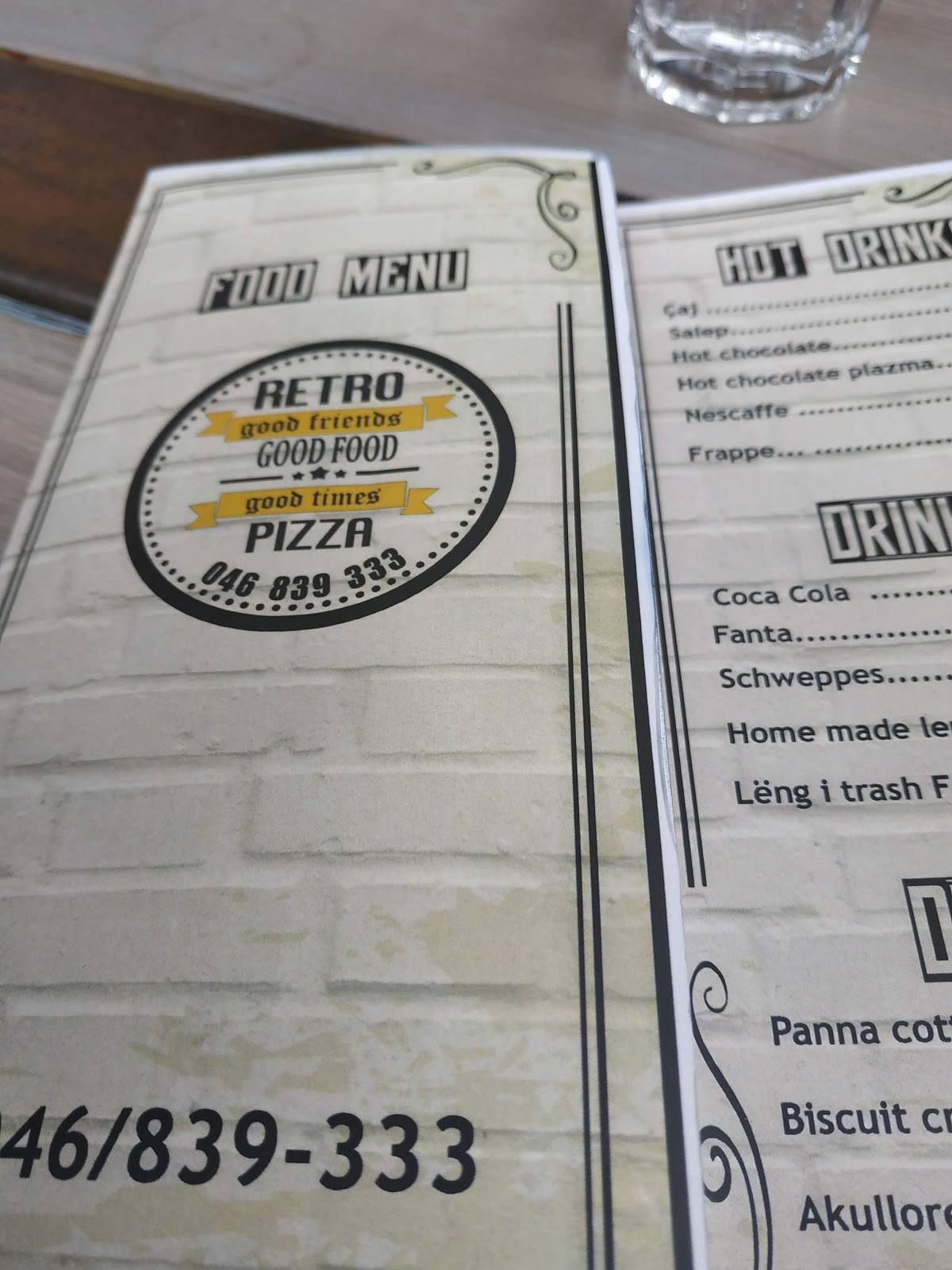 Menu at Retro Pizza restaurant, Debar