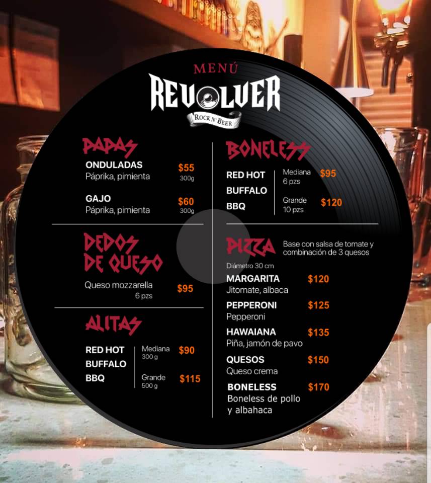 Carta de Revolver Bar, Ciudad López Mateos