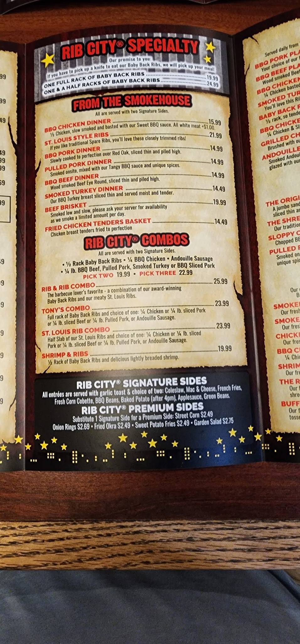 Menu at Rib City - South McGregor BBQ, Fort Myers, Majestic Palms Blvd