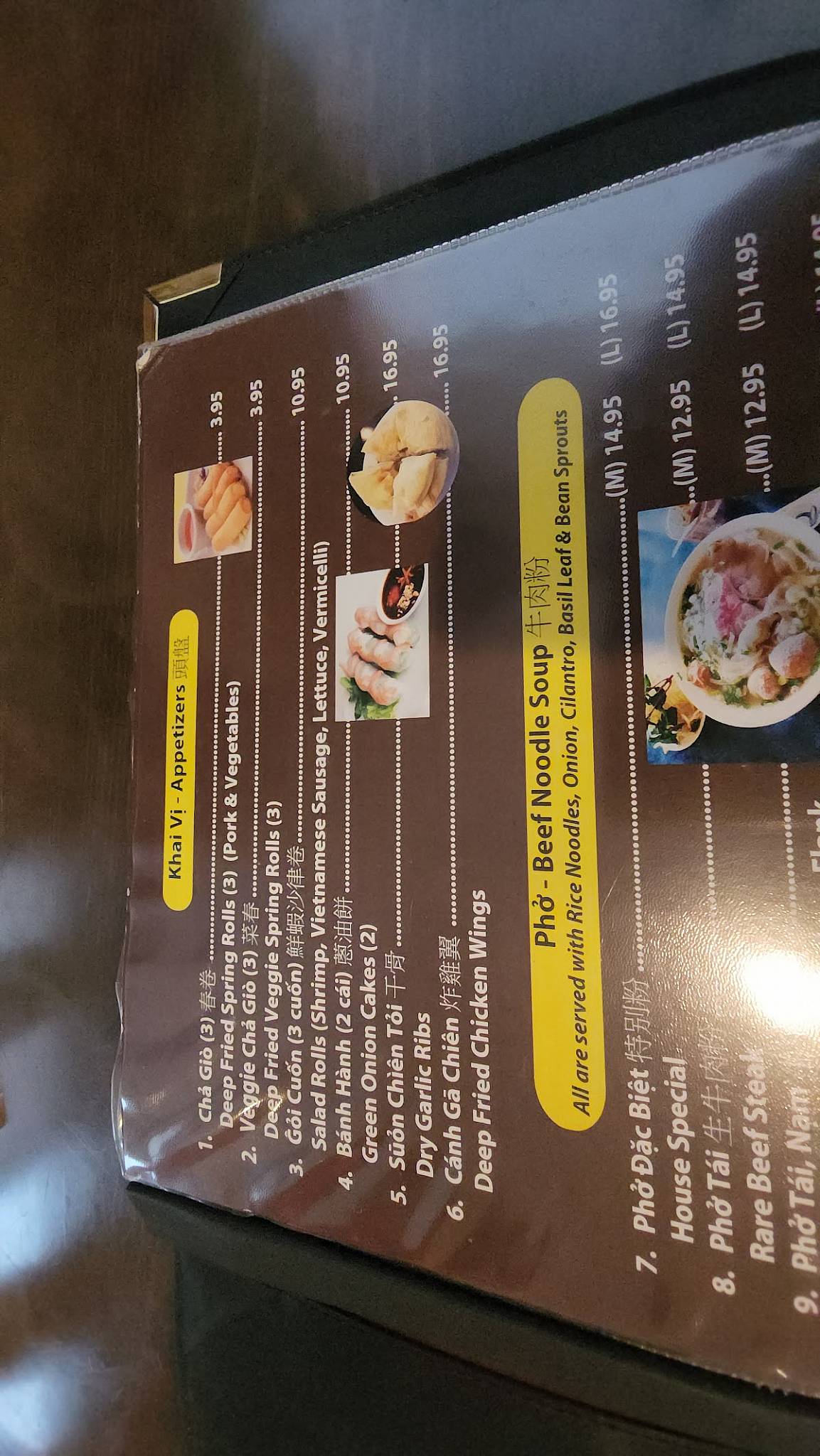 Menu at Rice King Vietnamese Noodle House restaurant, Edmonton