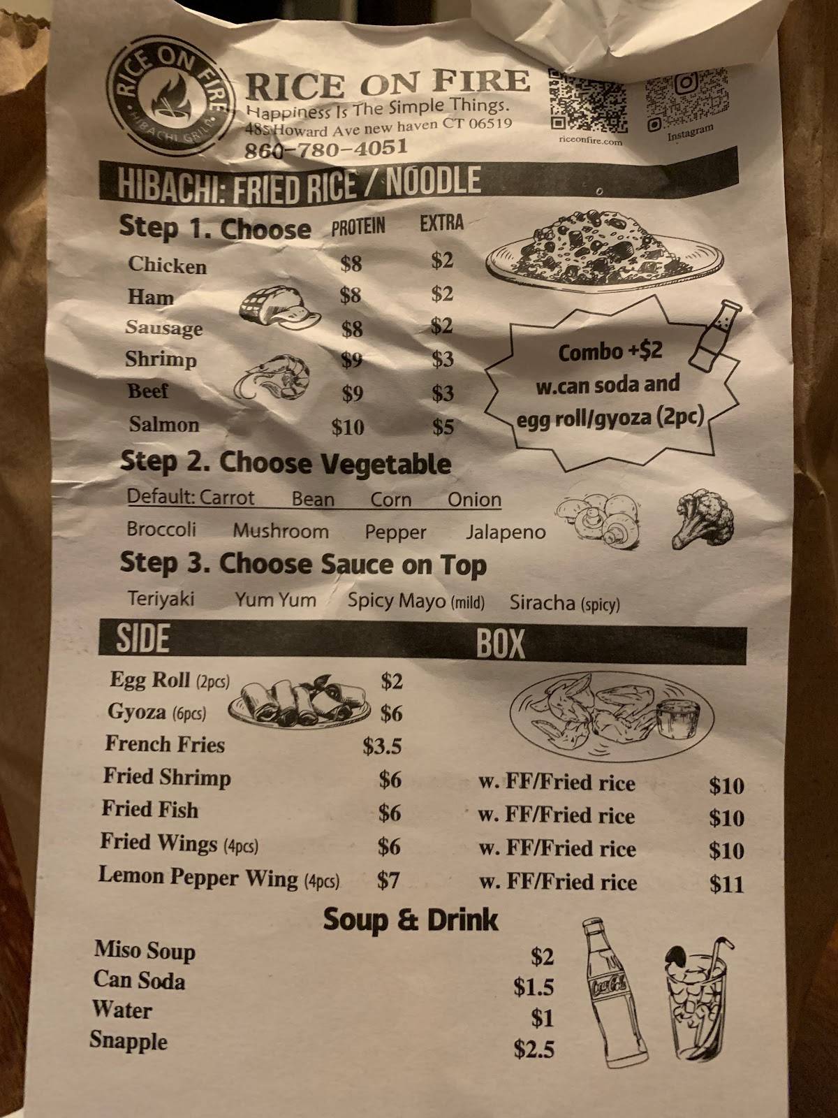 Menu at Rice On Fire restaurant, New Haven