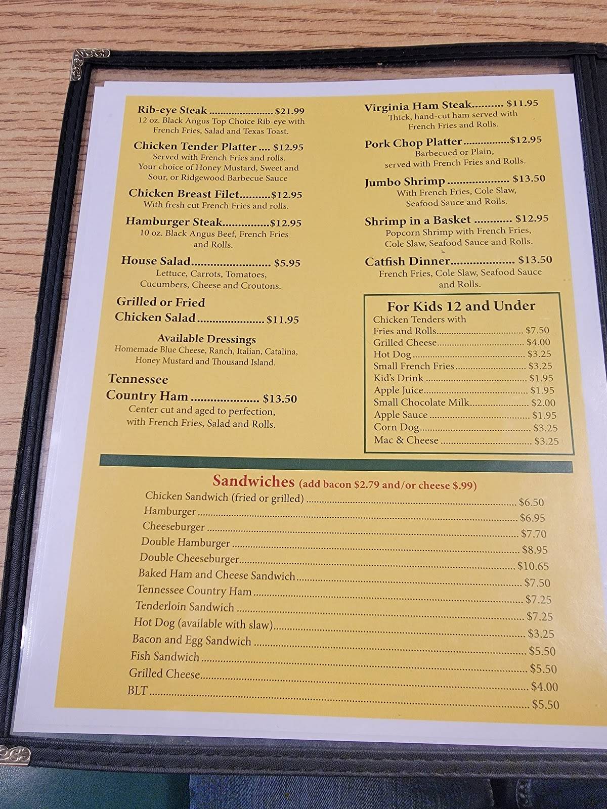 Menu at Ridgewood Barbecue, Bluff City