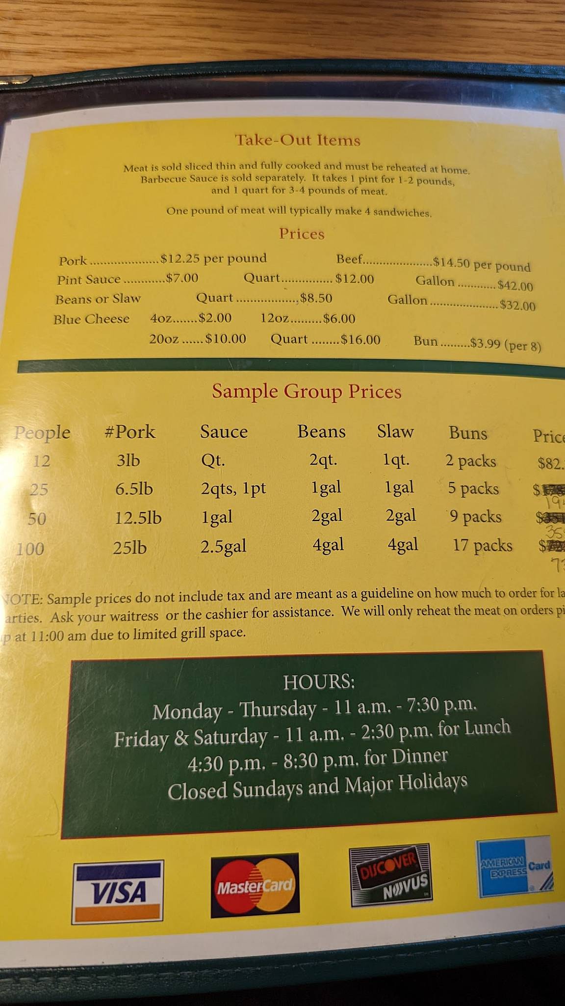 Menu at Ridgewood Barbecue, Bluff City