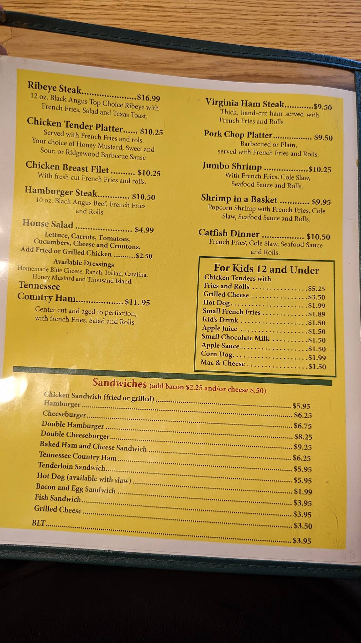 Menu at Ridgewood Barbecue, Bluff City