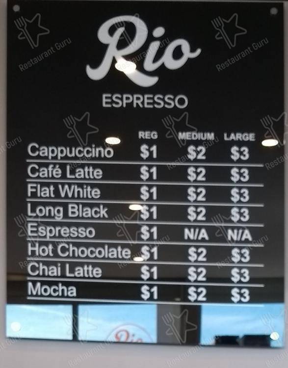 Menu at Rio Espresso cafe, Thornbury