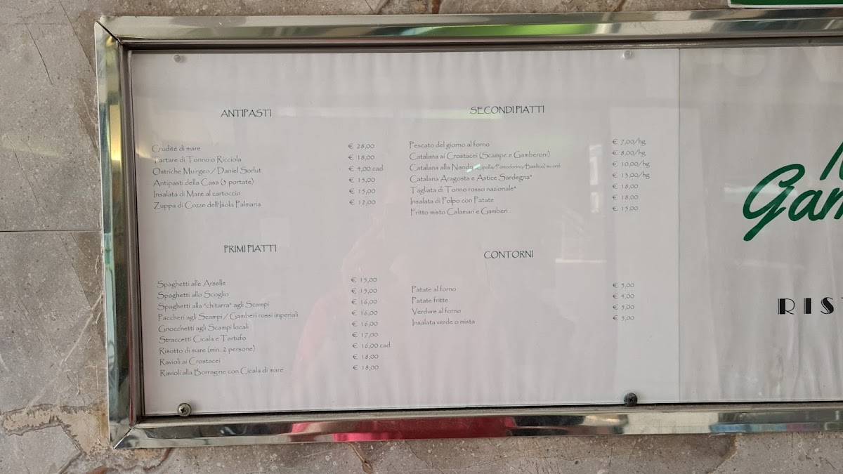 Menu da Ristorante Il Gambero Verde, Massa