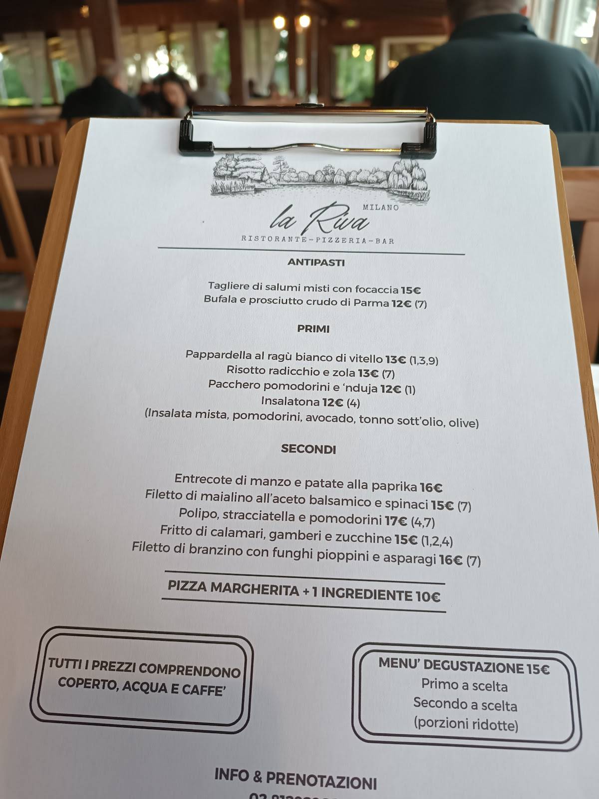Menu au Ristorante La Riva, Gudo Gambaredo