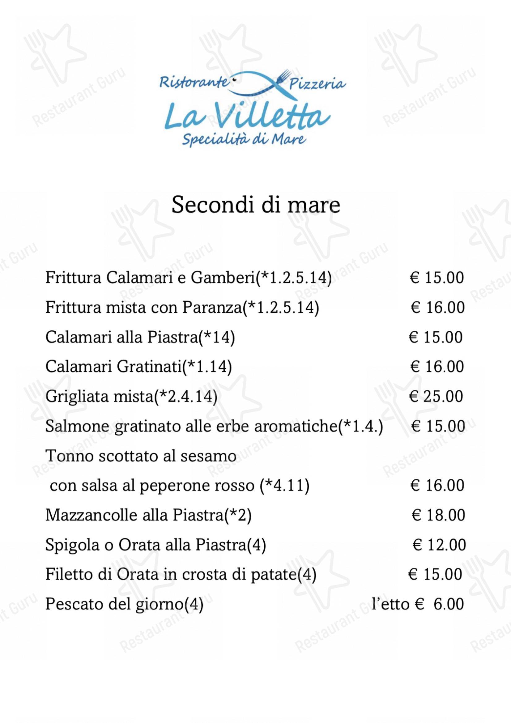 Menu au Ristorante La Villetta, Cervaro