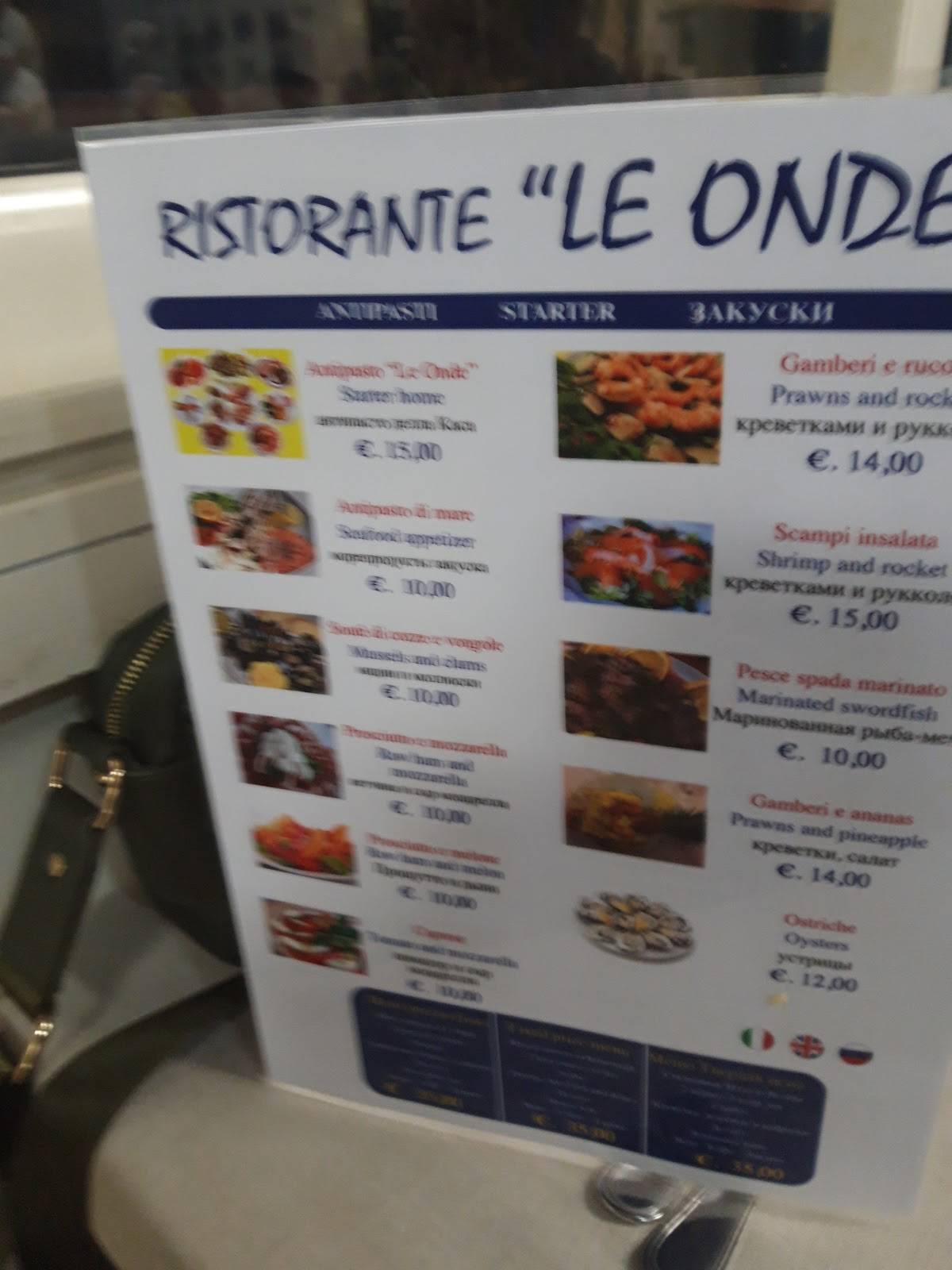 Menu da Ristorante Le Onde, Terracina