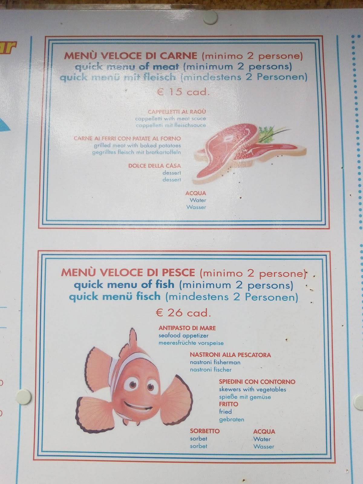 Menu da Ristorante Lidò, Lido di Dante