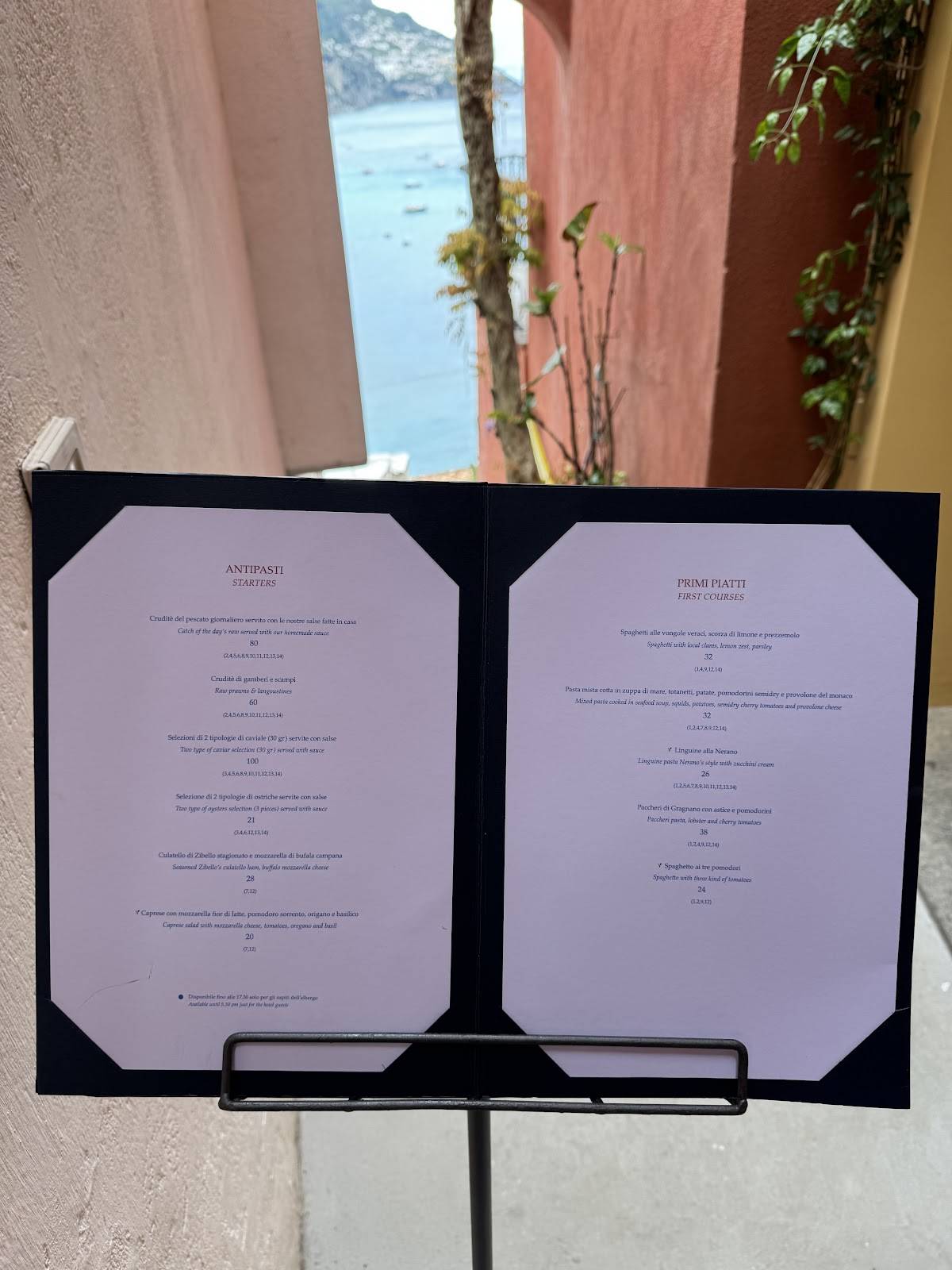 Menu at Ristorante Miramare Positano, Positano