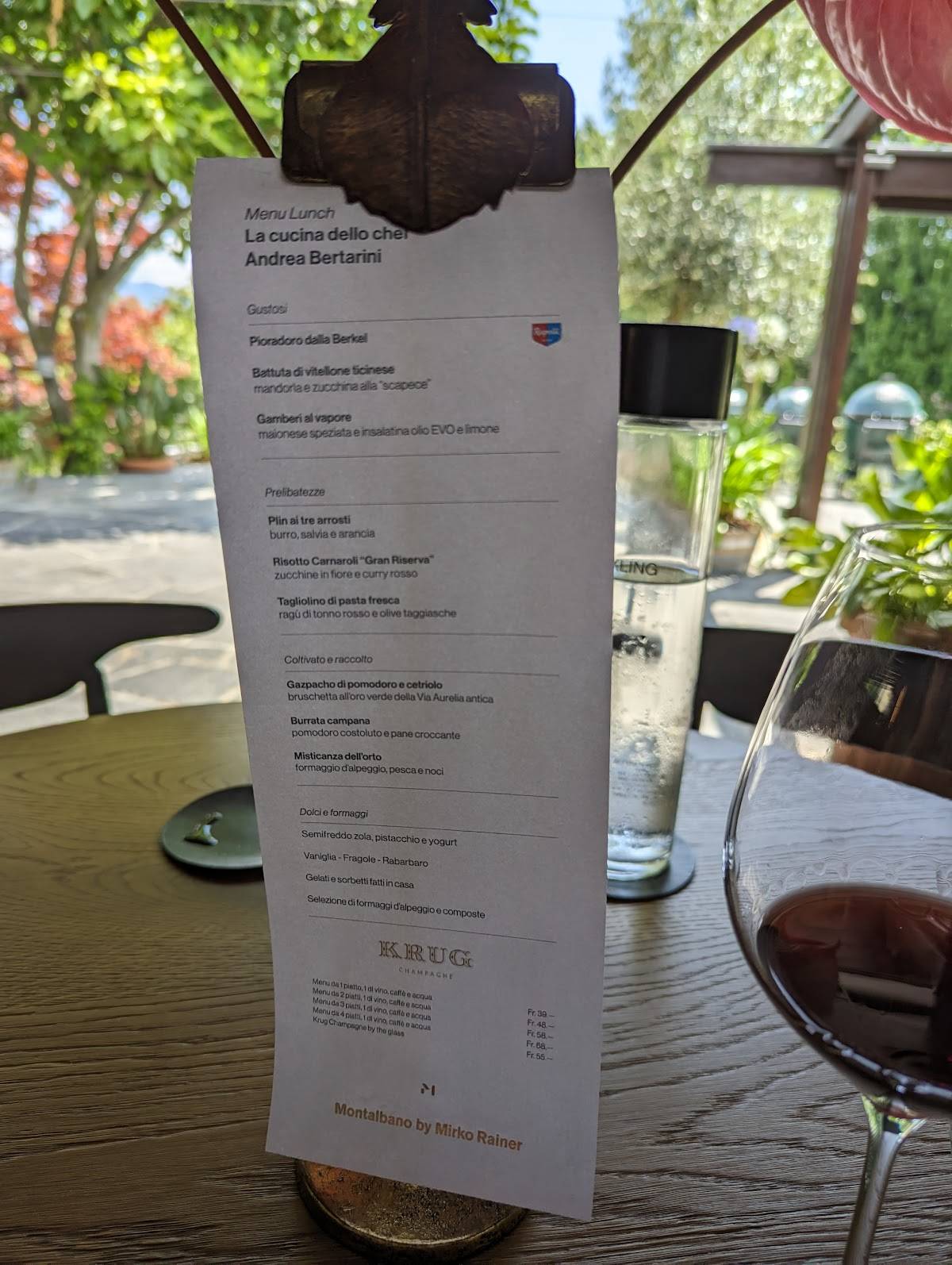 Menu da Ristorante Montalbano by Mirko Rainer, Stabio, Via Montalbano 48