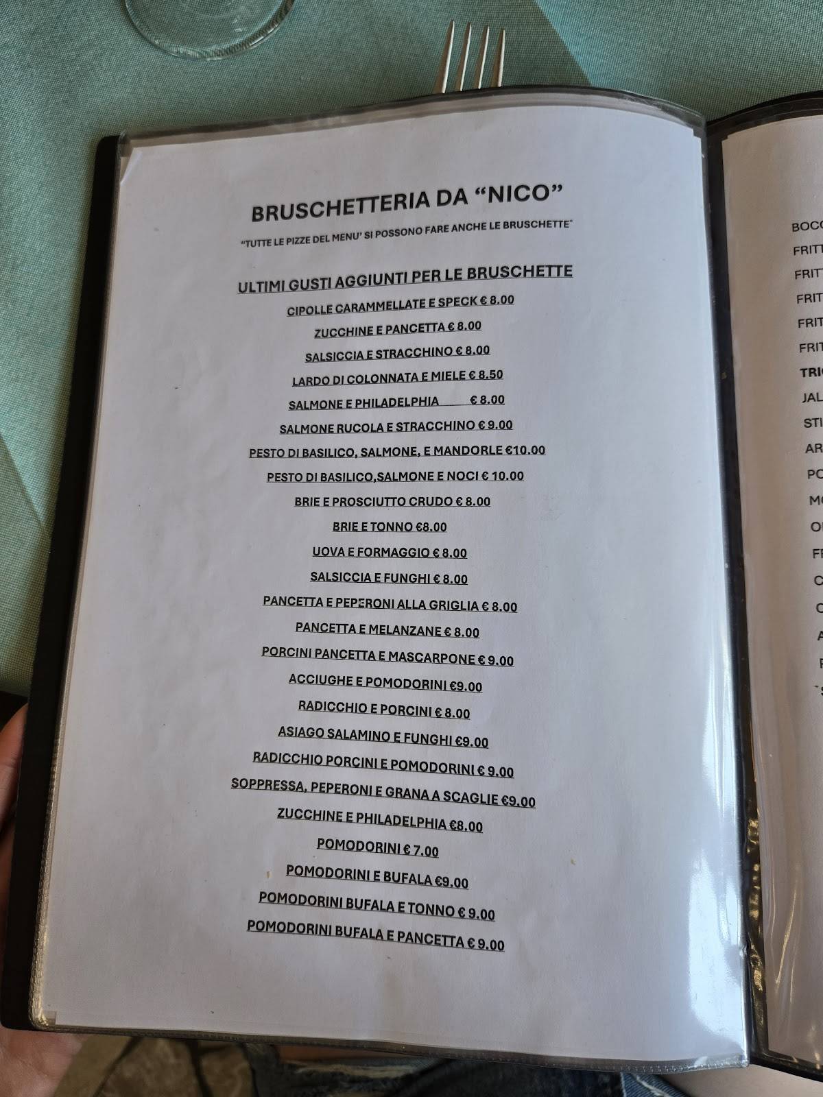 Menu da Ristorante Pizzeria Braceria da Nico, Vicenza