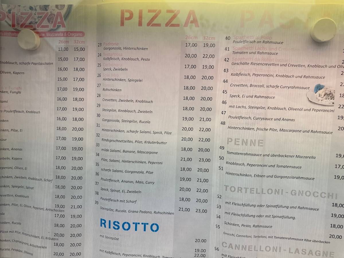 Speisekarte von Ristorante Testarossa Pizzeria Pizza Kurier Restaurant ...