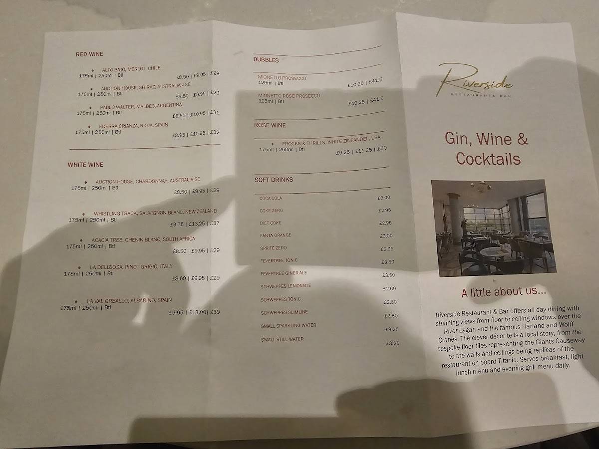 Menu at Riverside Restaurant & Bar, Belfast
