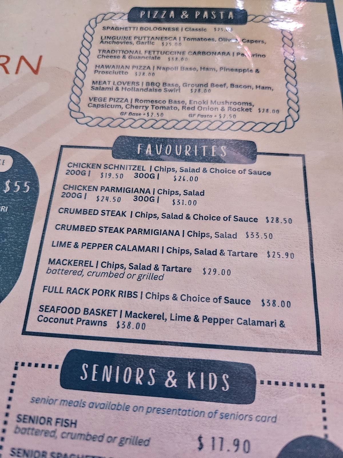 Menu at Riverview Tavern pub & bar, Douglas