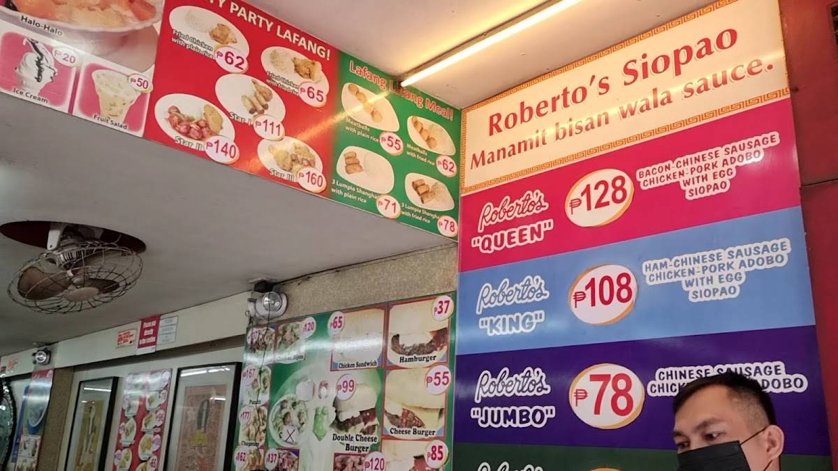 Menu at Roberto's restaurant, Iloilo City, 61 JM Basa St