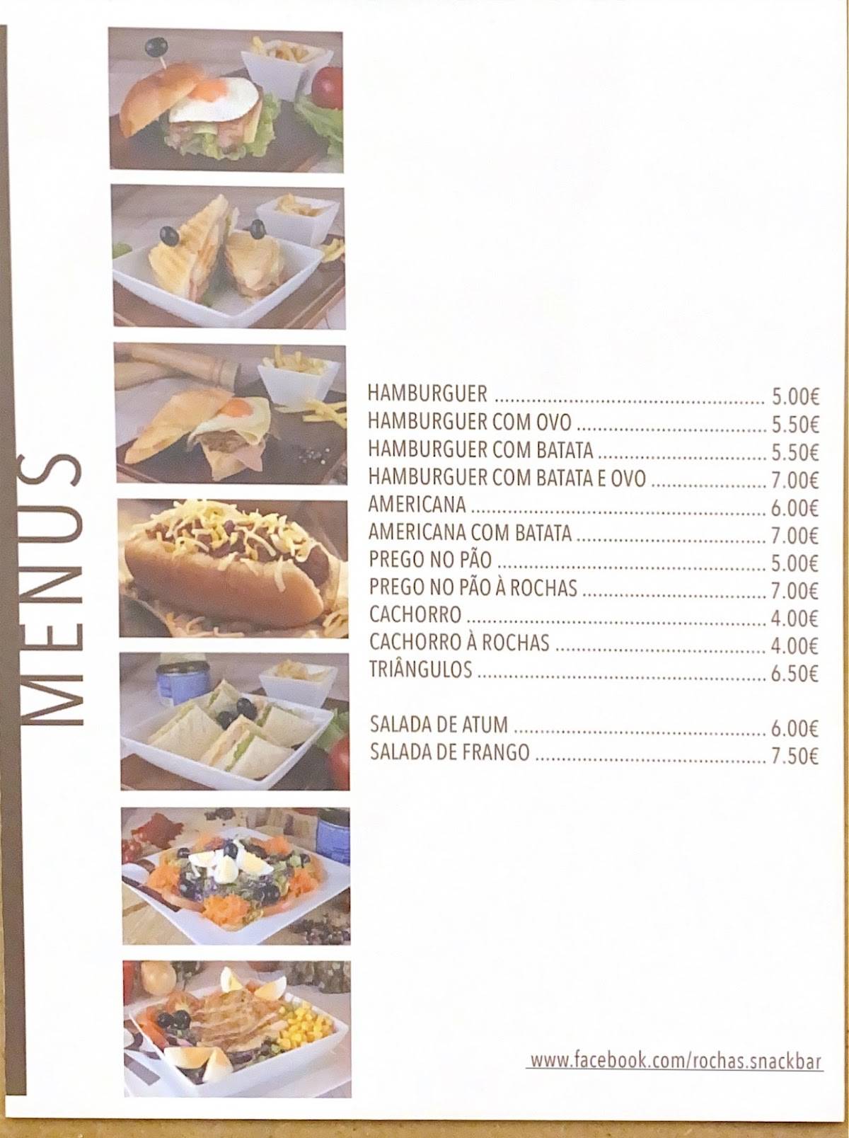 Menu em Rochas Bar, São Paio de Oleiros