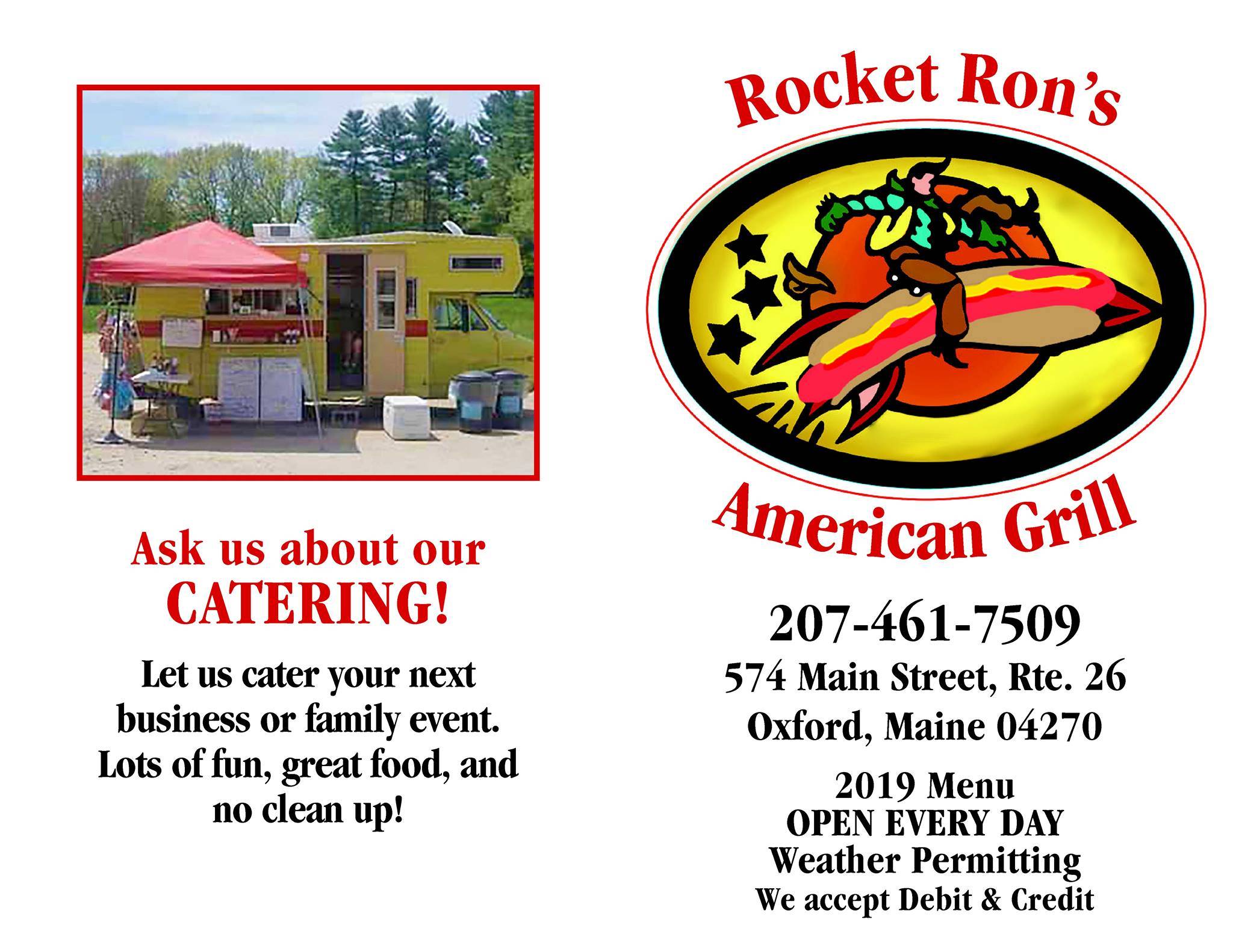Menu at Rocket Ron's American Grill restaurant, Oxford