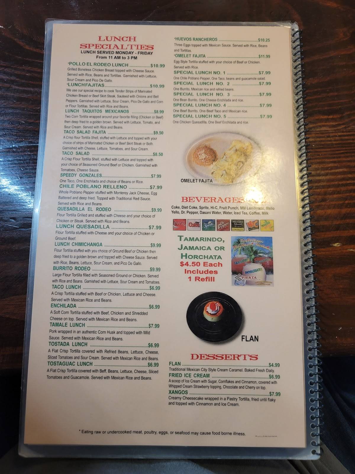 Menu at Rodeo Mexican Grill restaurant, Jonesboro