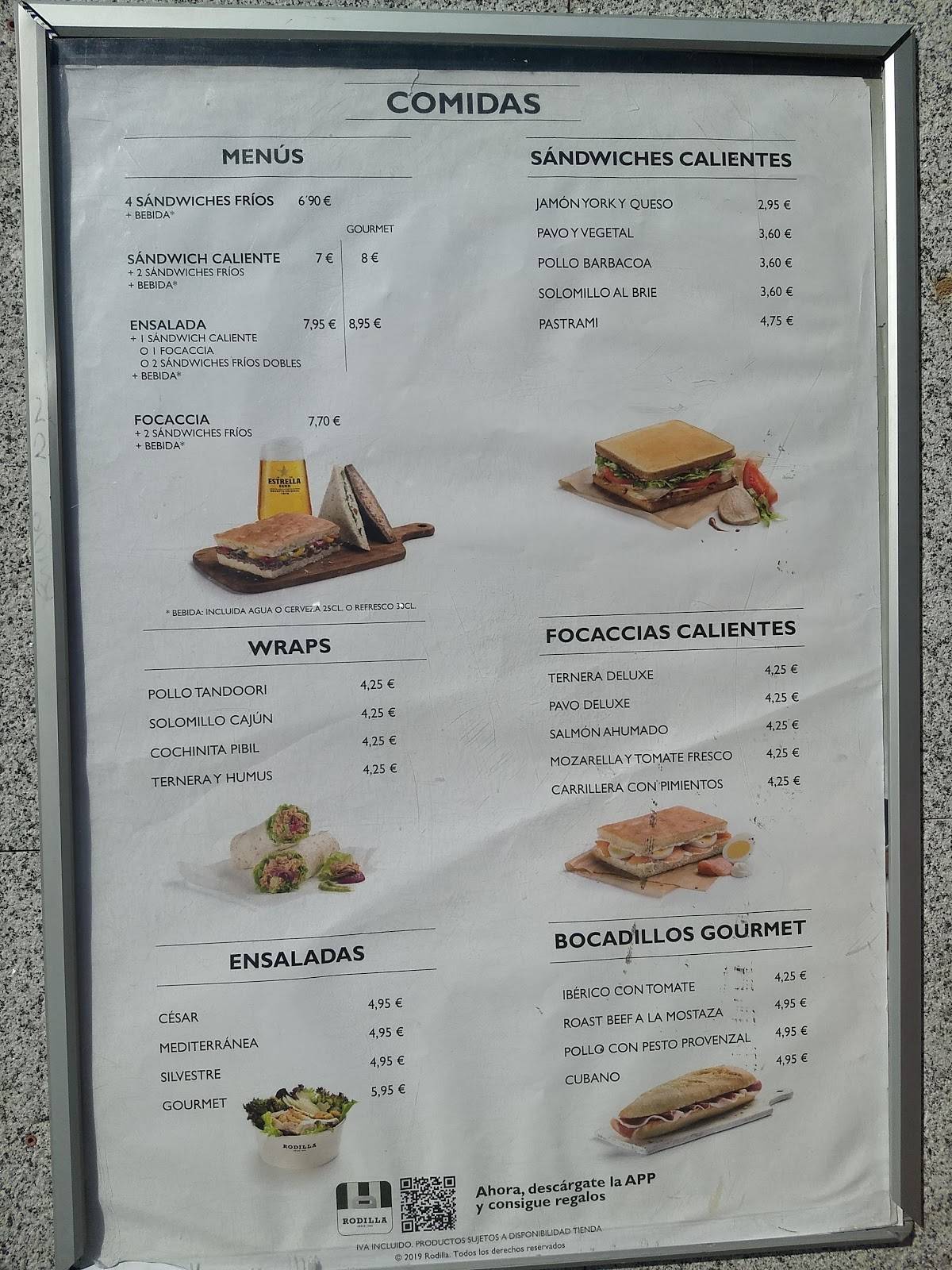 Carta del café Rodilla, Madrid, Prta del Sol