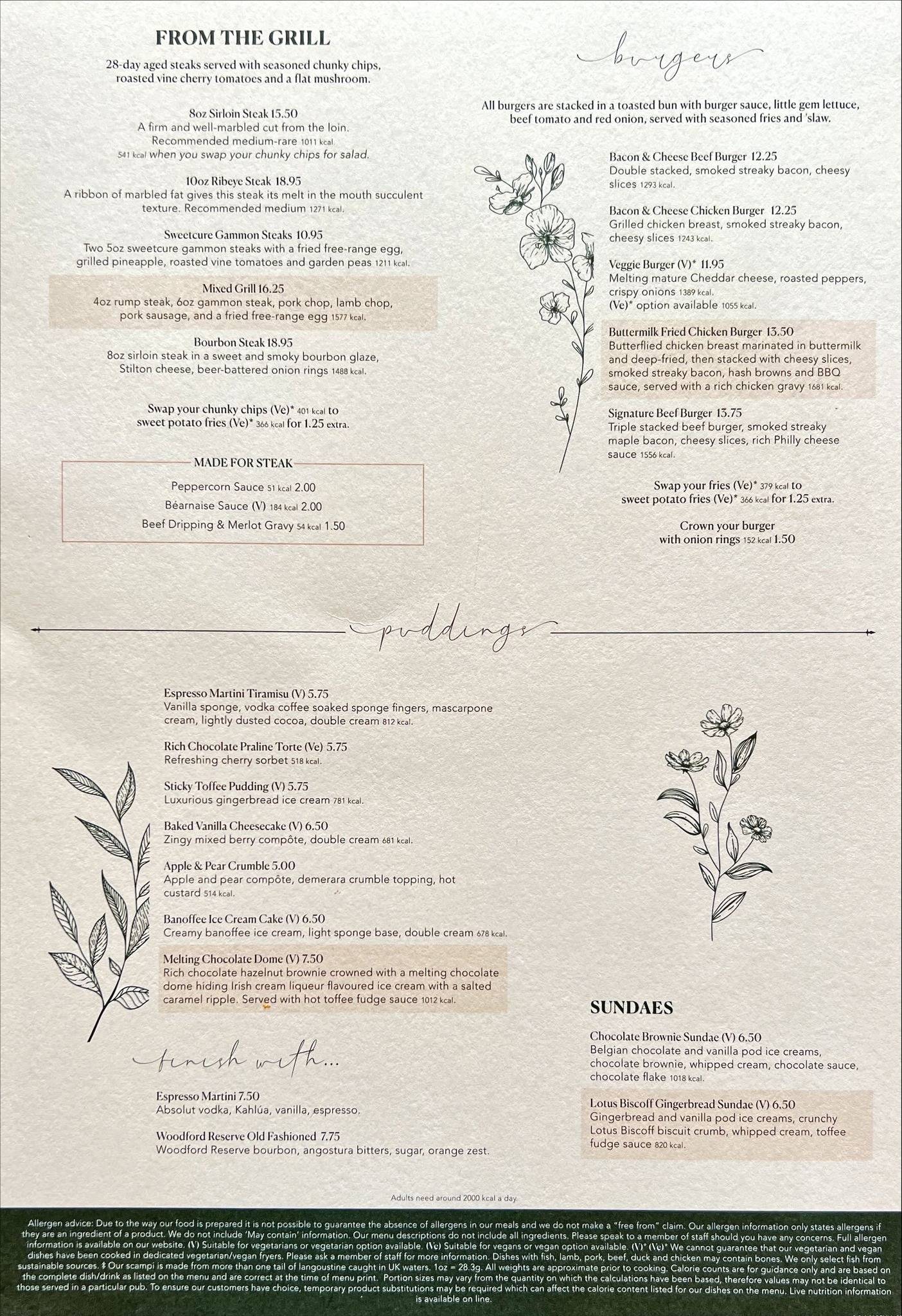 Menu at Roebuck pub & bar, Market Harborough