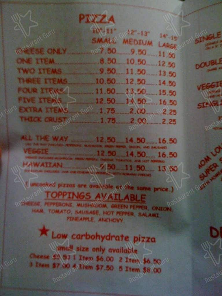 Menu at Rofini's Pizza & Subs pizzeria, Westerville, 10 Westerville Sq