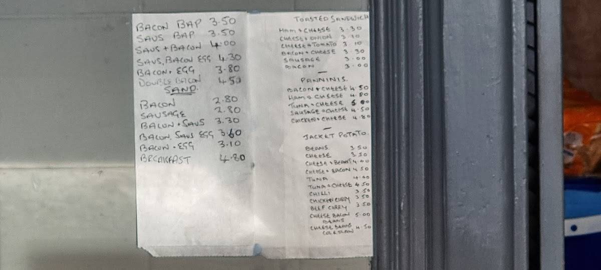 Menu at Rolled Up cafe, Bournemouth