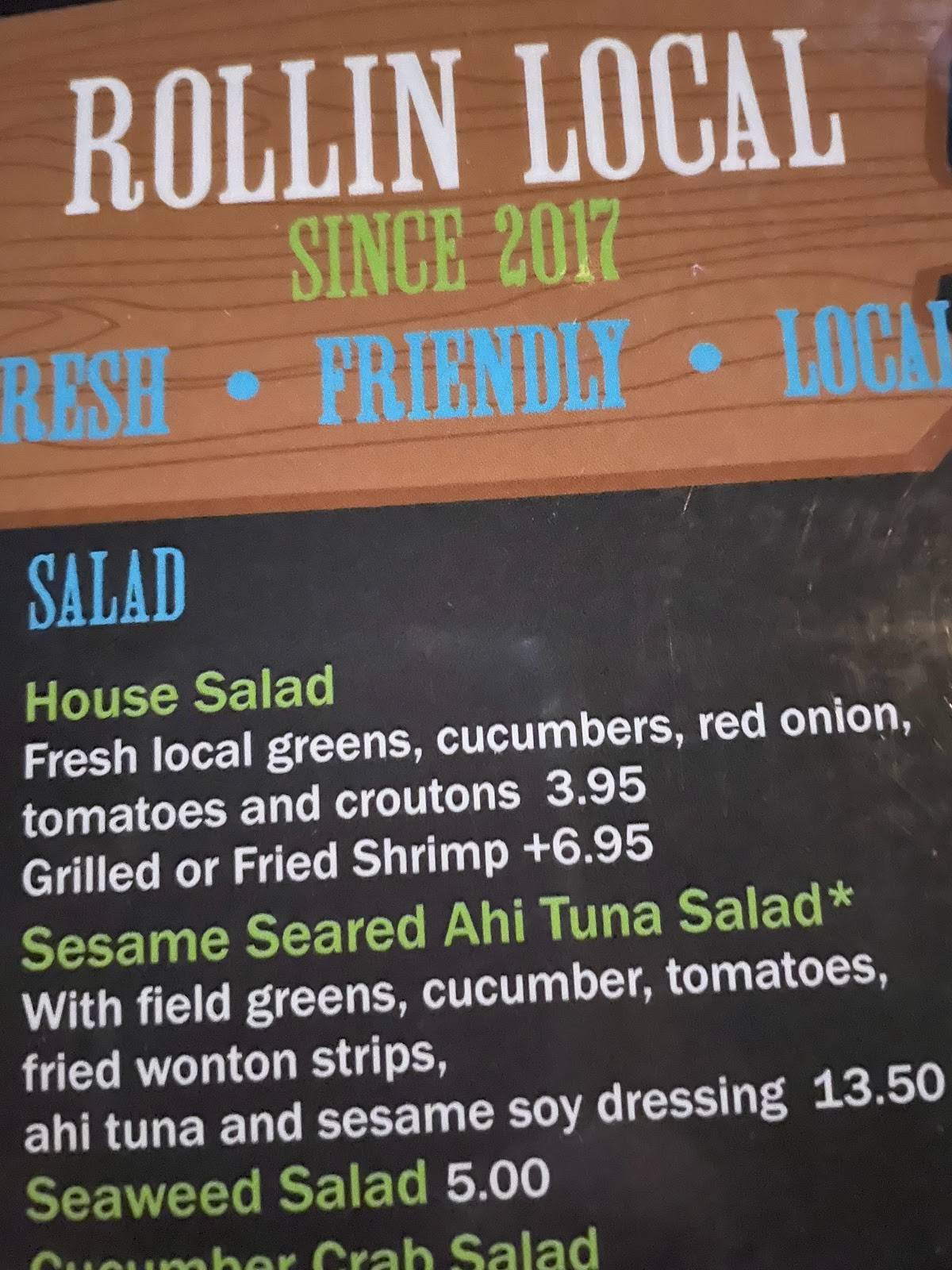 Menu at Rollin Local restaurant, Georgetown