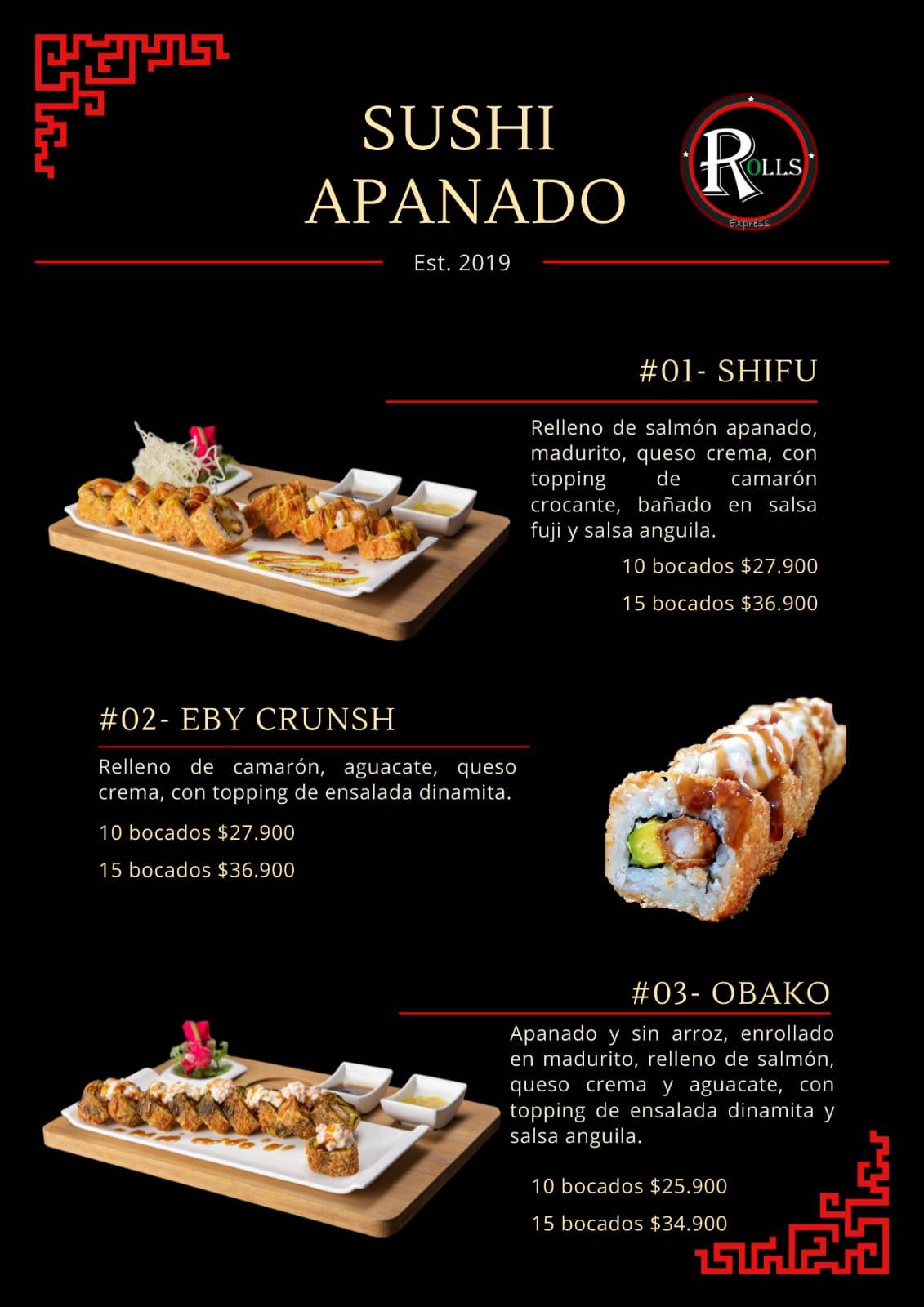 Carta del restaurante Rolls Express Sushi & Wok, Palmira