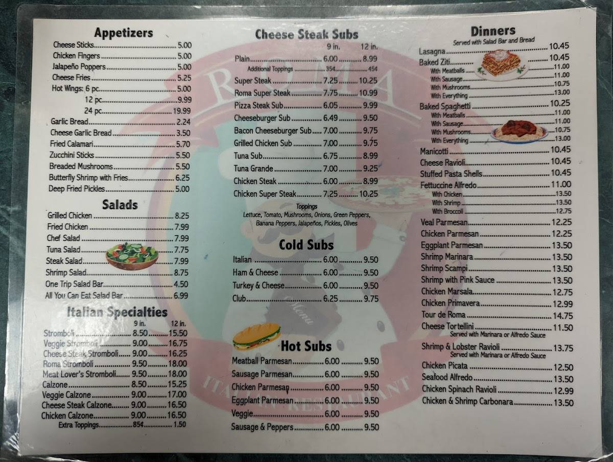 Menu at Roma Italian Restaurant, Danville