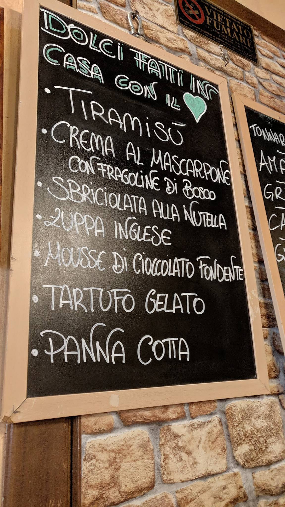 Menu at Antica Hostaria Romanesca restaurant, Rome