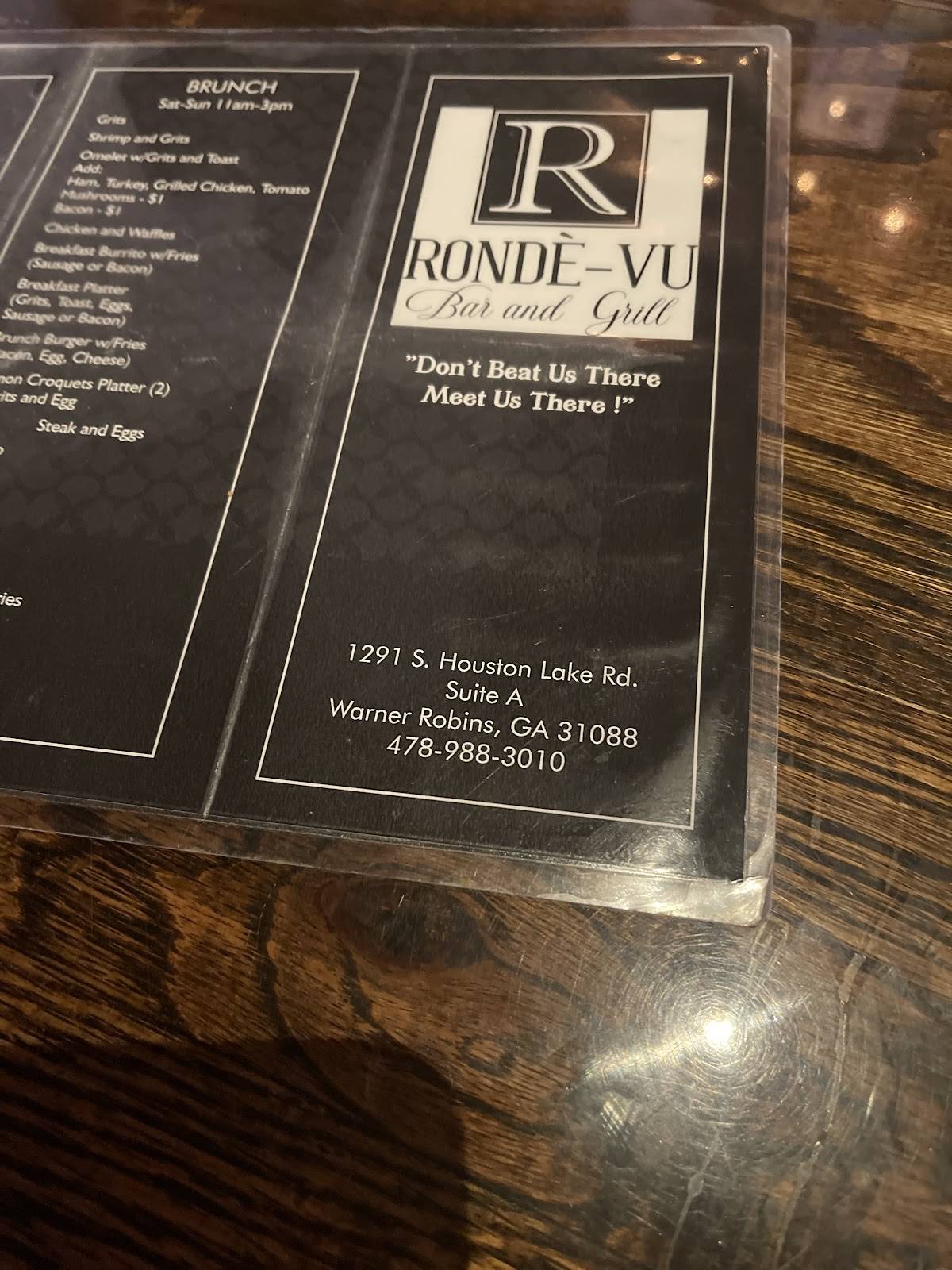 Menu at Ronde-Vu Bar and Grill, Warner Robins