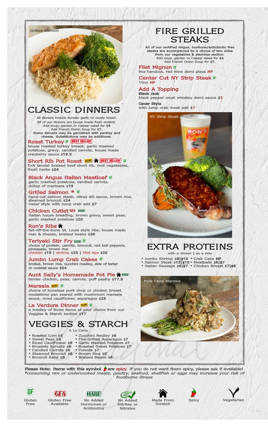 Menu at Ron's Original Bar & Grille, Exton
